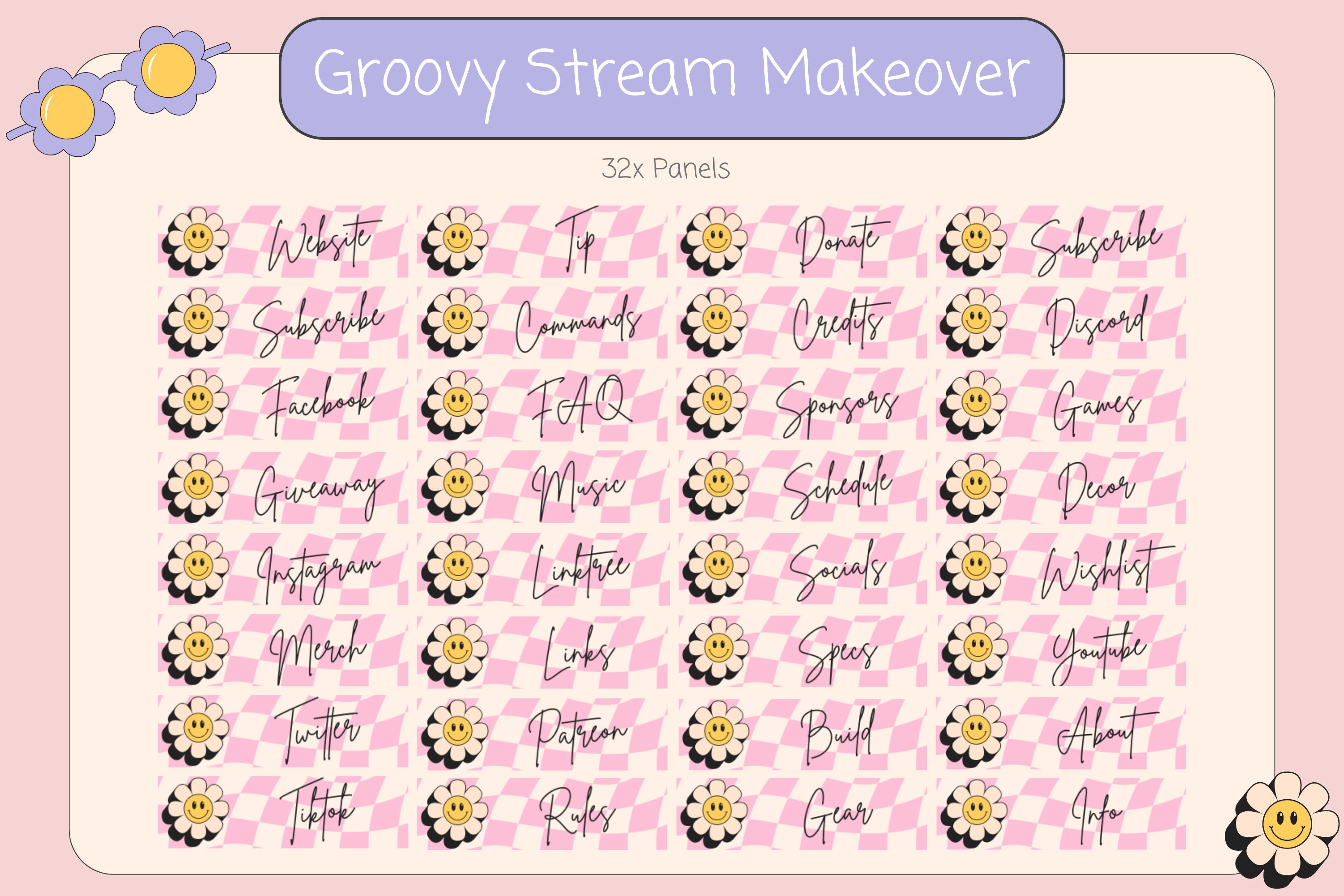 Animated 70s Groovy Sunflower Twitch Aesthetic Bundle | Overlay ...