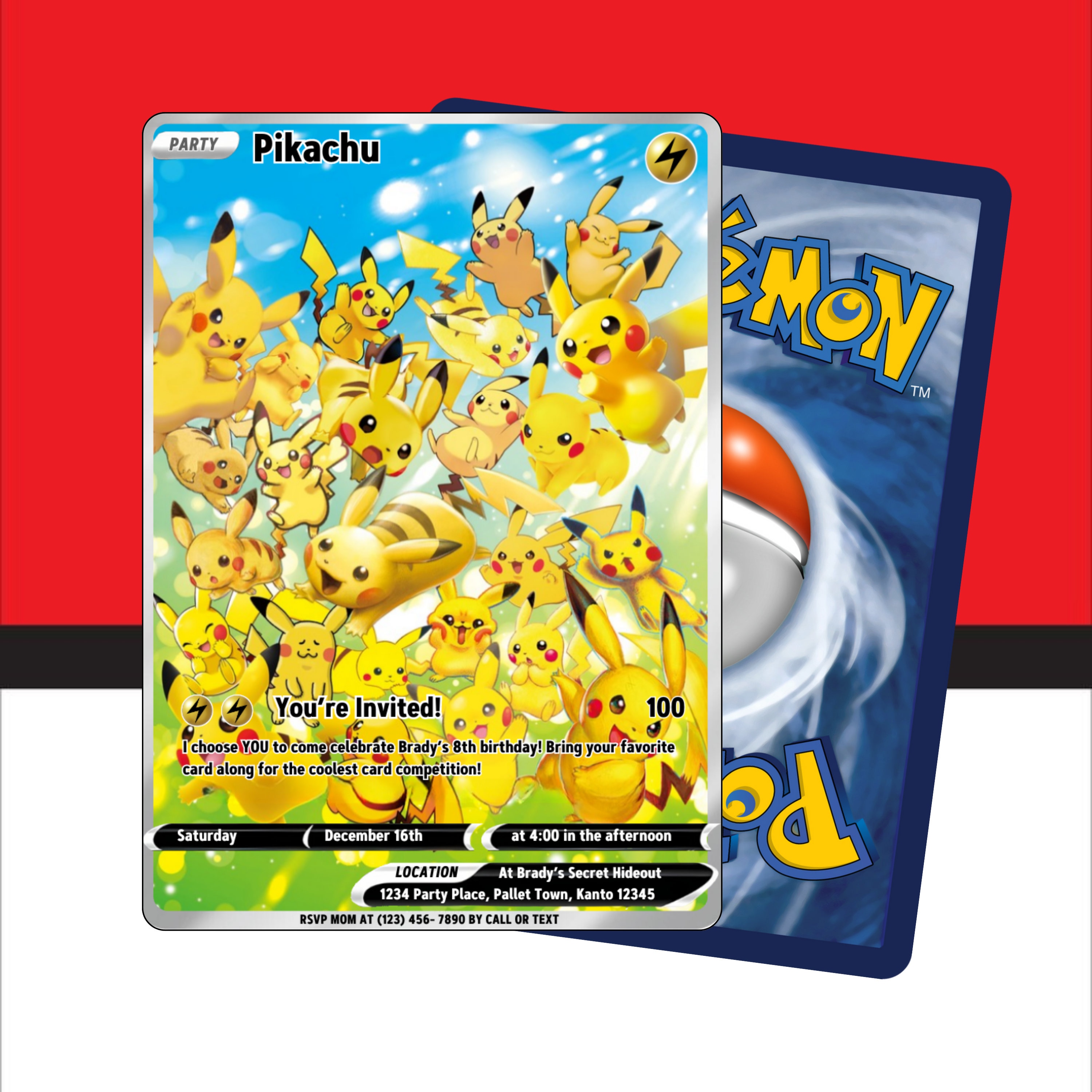 Pokemon Birthday Party Invitation Template Pokemon Card DIY Canva ...