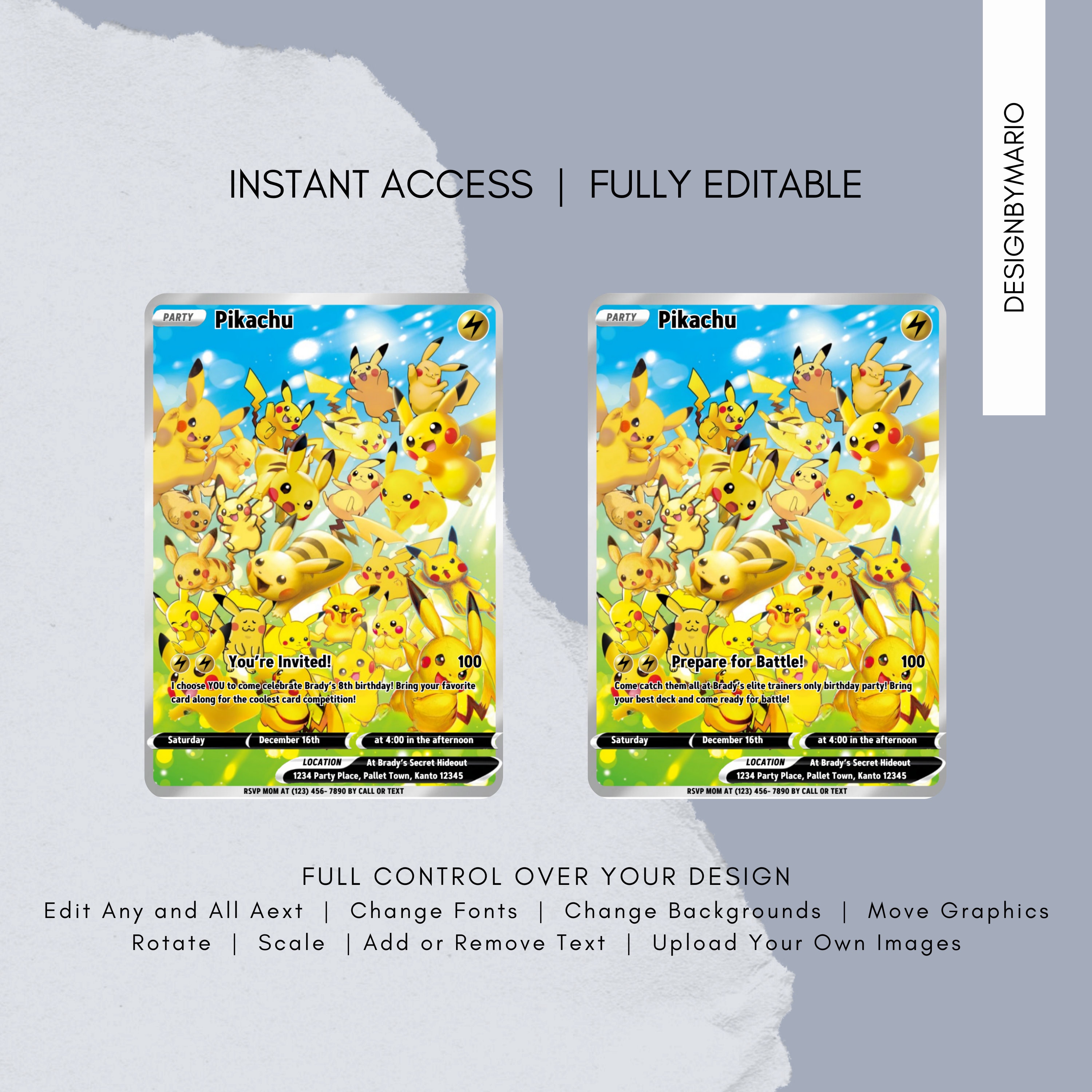 Pokemon Birthday Party Invitation Template Pokemon Card DIY Canva ...