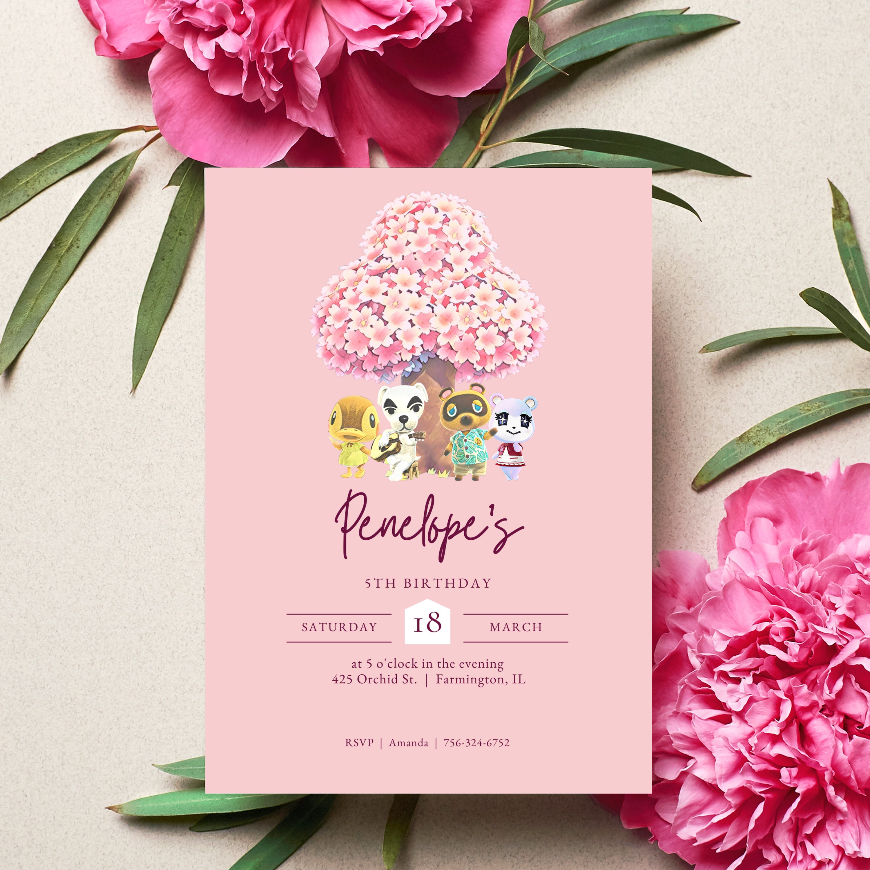 Animal Crossing Birthday Party Invitation Template - Etsy