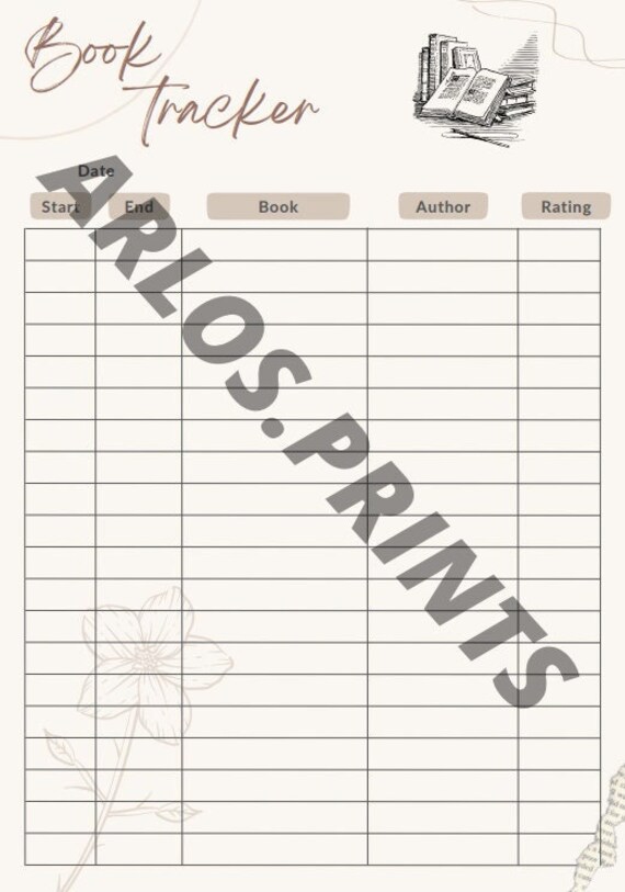 Printable Book Tracker - Etsy