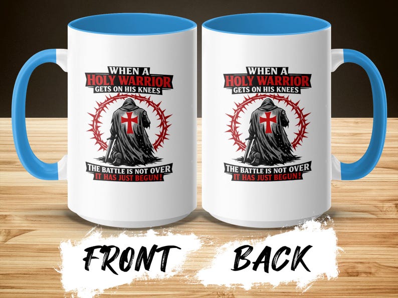 Holy Warrior Mug, Christian Knight Templar, Faith Battle Quote, Prayer ...