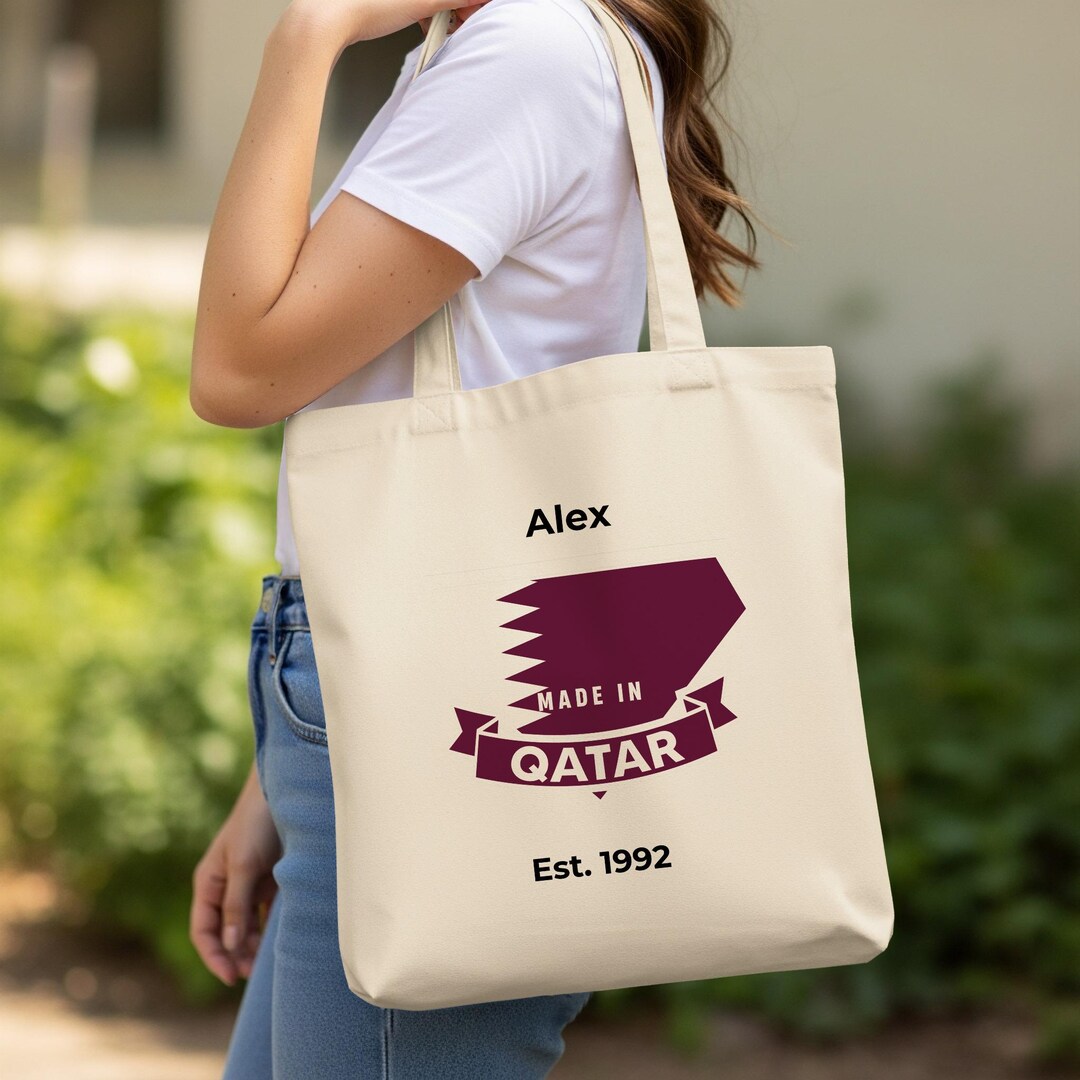 Made in Qatar Tote Bag, Qatar Flag Gift, Qatar Pride Bag, Qatar Roots ...