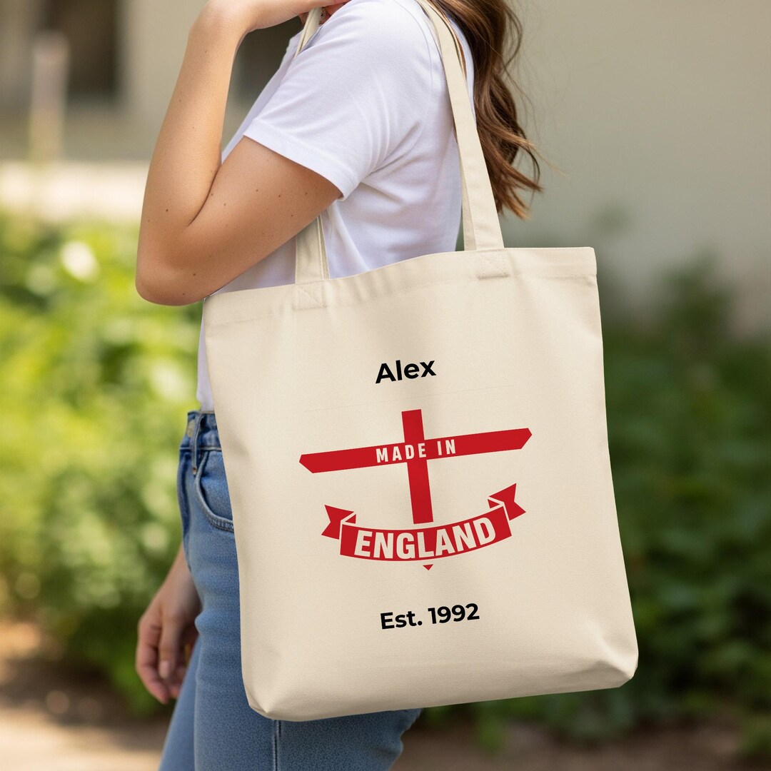 England Flag Tote Bag, Personalized England Pride Bag, Custom England ...