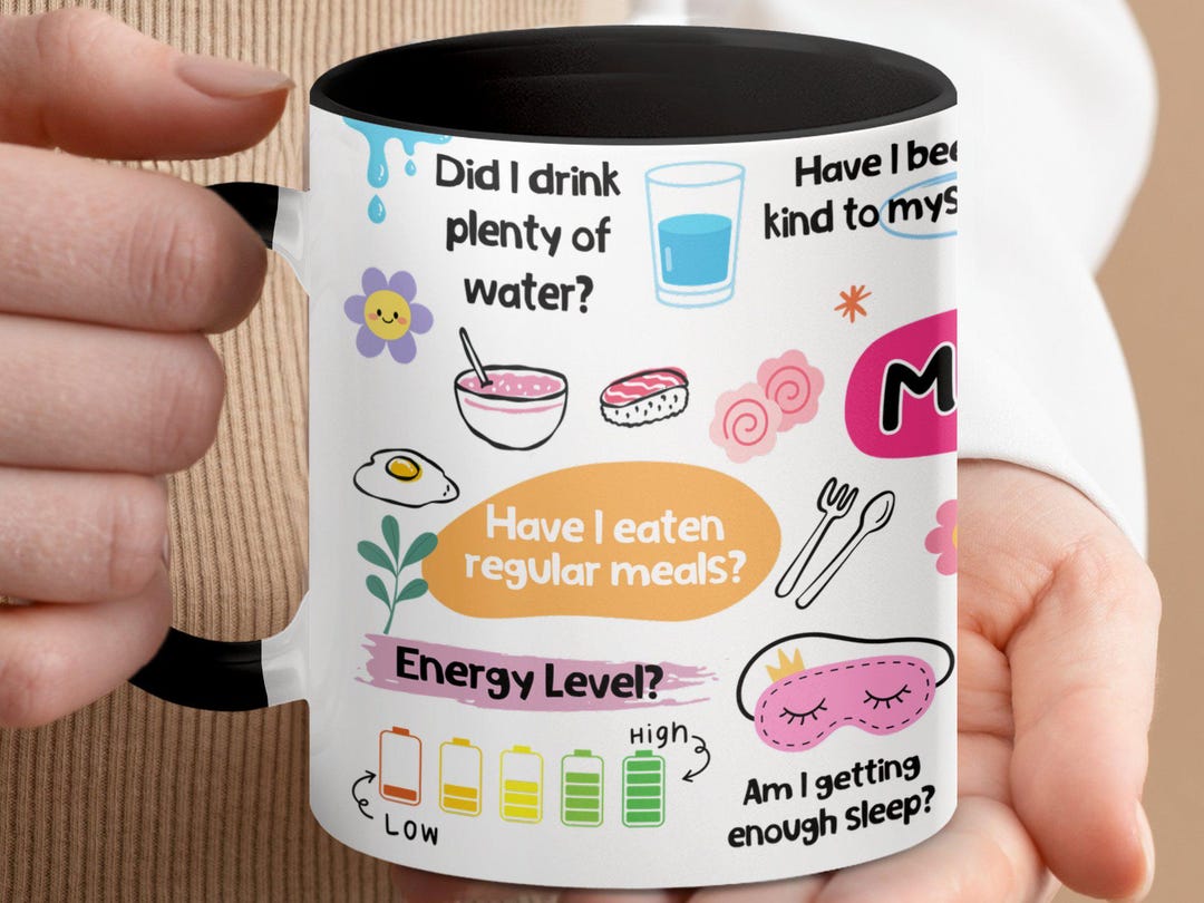 Mental Health Check-in Mug, Inspirational Quote Mug, Positive ...