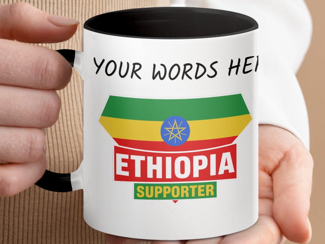 Personalized Ethiopia Supporter Mug, Customizable Ethiopian Flag Mug ...