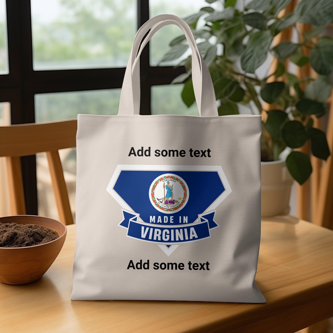 Virginia State Seal Tote Bag, Made in Virginia, Personalized Gift, Tote ...