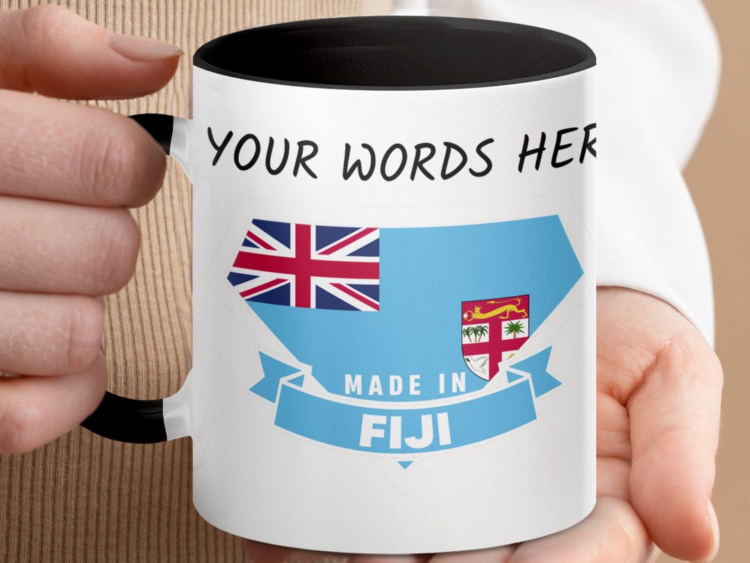 Customizable Fiji Flag Mug, Made in Fiji Mug, Personalized Fiji ...