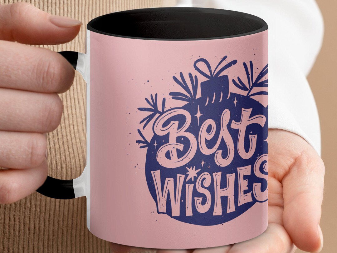 Best Wishes Mug, Cute Blue Pink Mug for Coffee, Tea Cup for Women Men ...