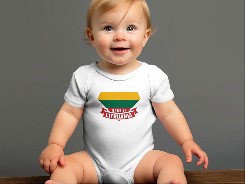 Lithuanian Pride Baby Bodysuit: Made in Lithuania, Unisex Cotton Onesie ...