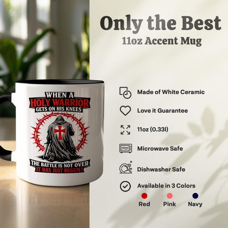 Holy Warrior Mug, Christian Knight Templar, Faith Battle Quote, Prayer ...