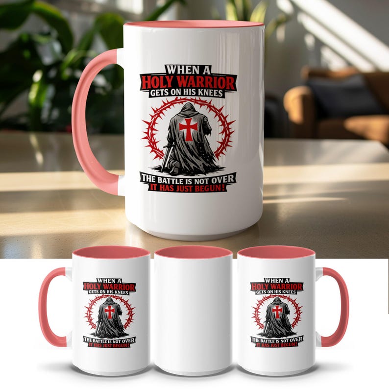 Holy Warrior Mug, Christian Knight Templar, Faith Battle Quote, Prayer ...