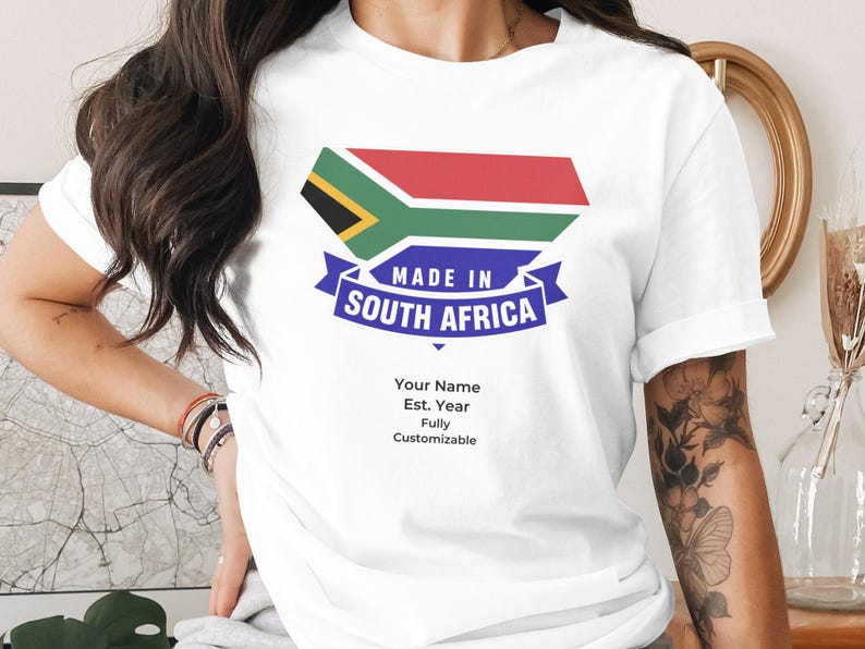 Personalized South Africa Pride Tee - Custom Name & Year - Etsy