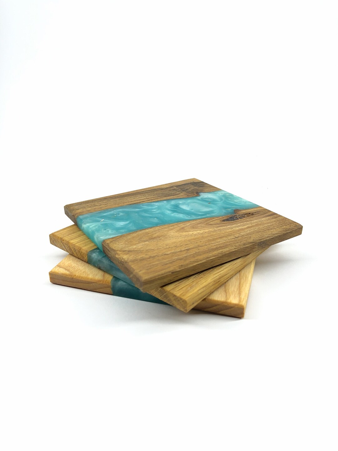 Laguna River Epoxy Coasters | Wooden Resin Epoxy Drink Coaster | Epoxy ...