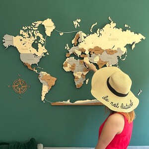 Wooden 3D World Map LED - Etsy