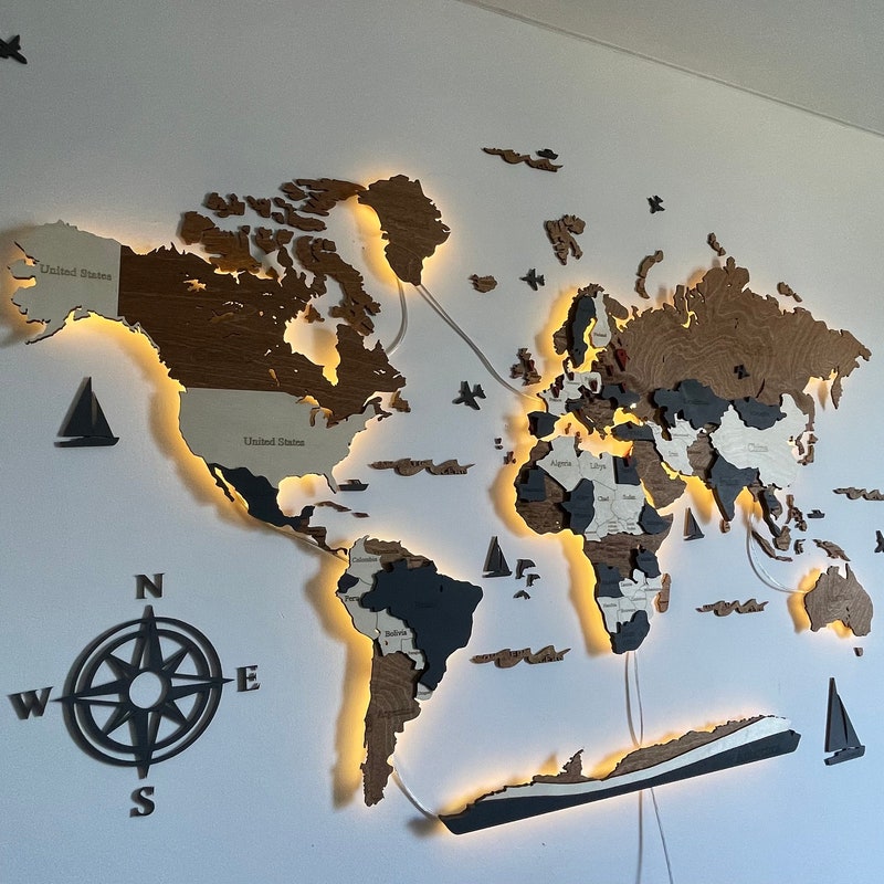 Led World Map - Etsy