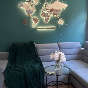Wooden 3D World Map LED - Etsy