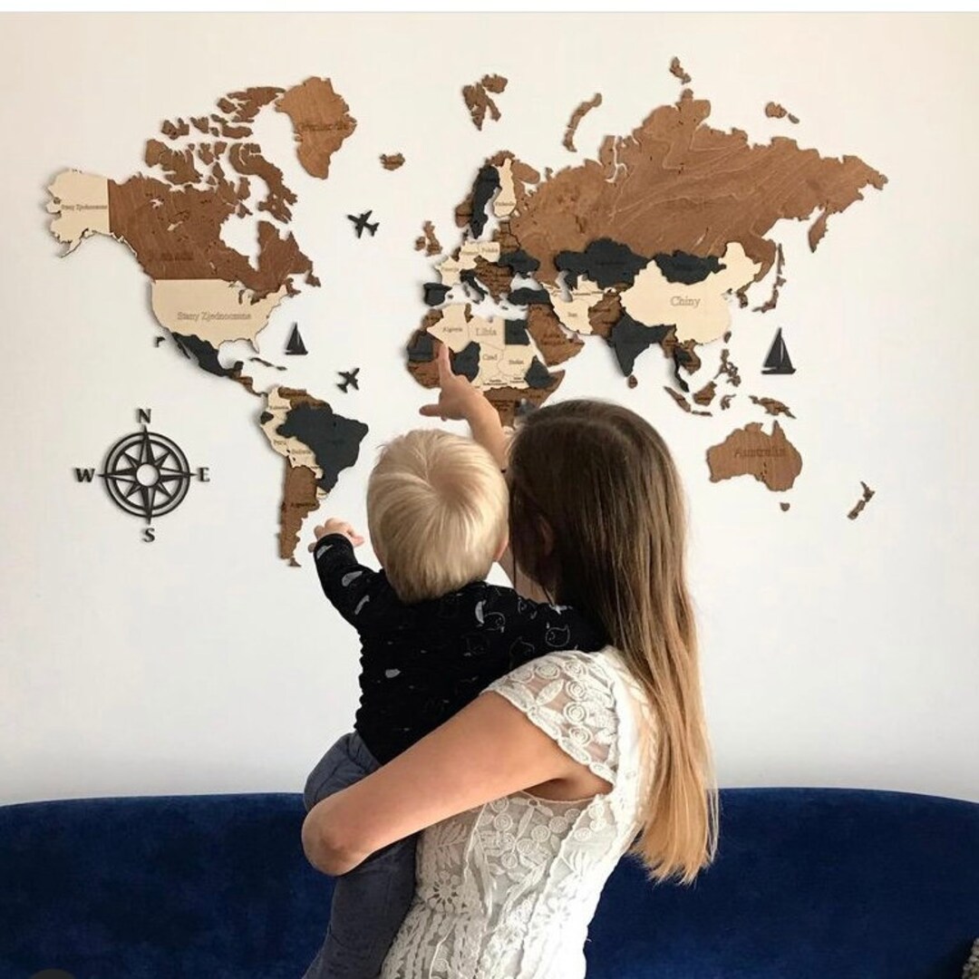Wooden 3D World Map II - Etsy