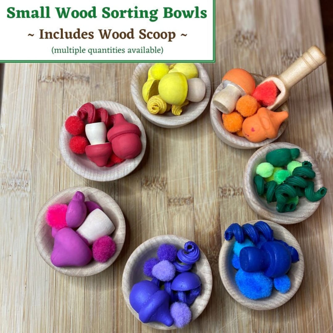 Small Wood Sorting Bowls and Wood Scoop; Multiple Quantities Available ...