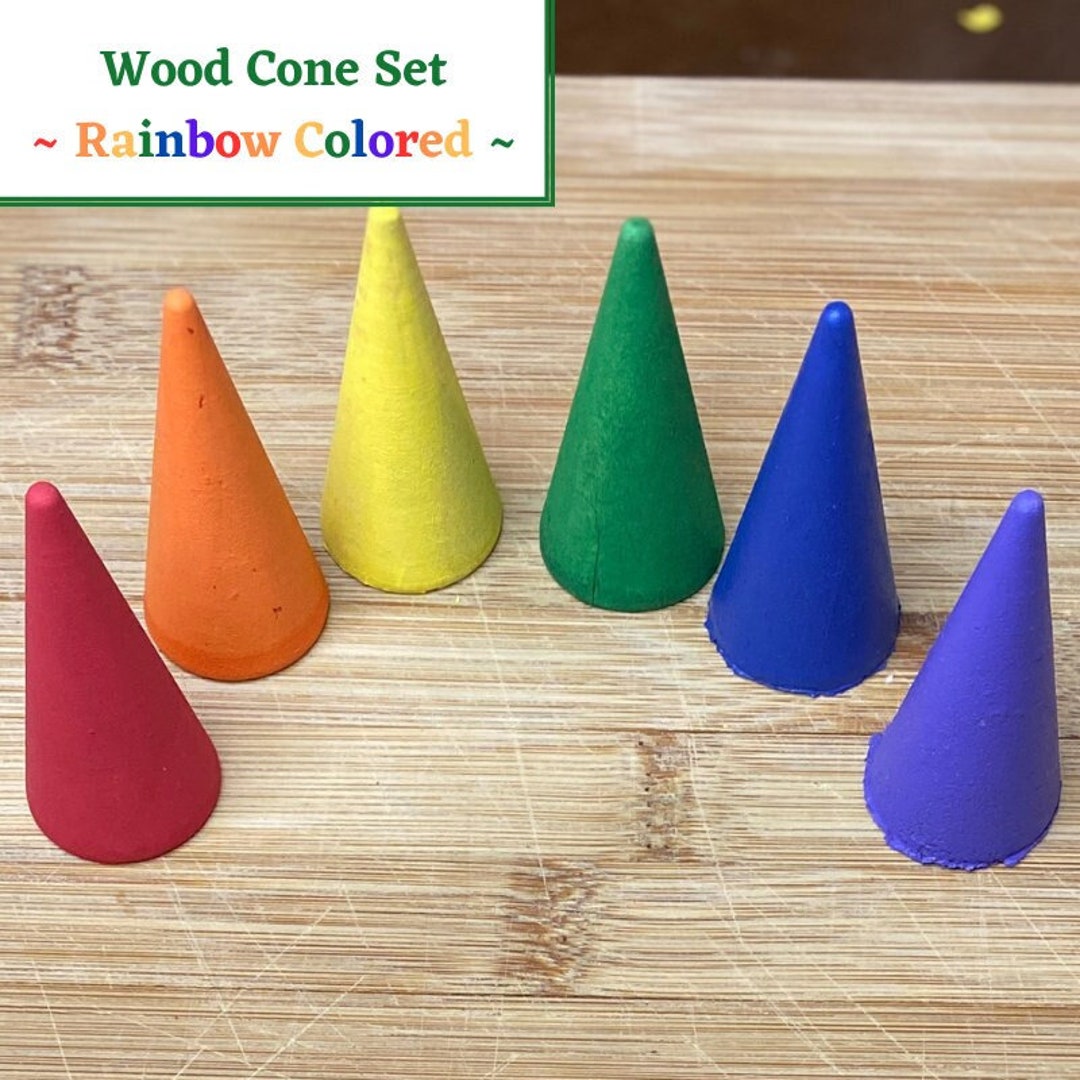 Rainbow Colored Wood Cone Set 6 Piece Set - Etsy