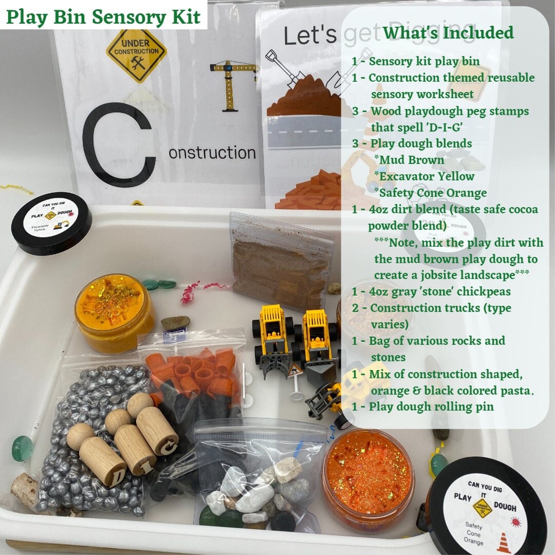 Construction Themed - Sensory Play Kit (mixed Media) 'can You Dig It ...