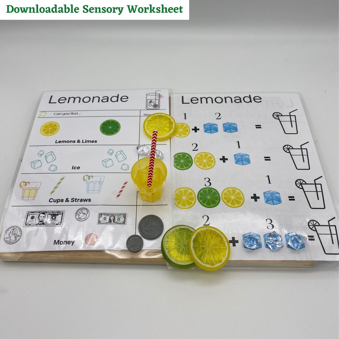 Downloadable Sensory Worksheet - Lemonade Math - Etsy