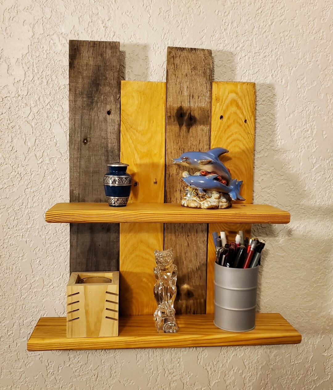 Rustic Two Tier Wall Shelf - Etsy