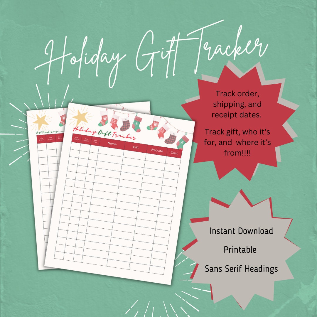 Holiday Gift Tracker, Christmas Gift Tracker, Present Tracker, Gift ...