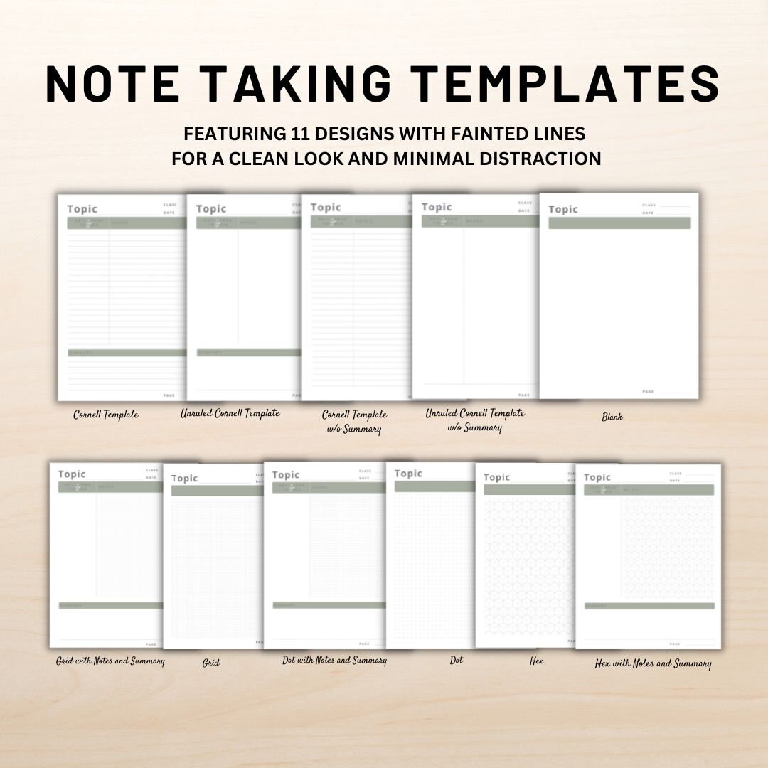 Printable Lecture Notes, Note Taking Template, College Student Lined ...