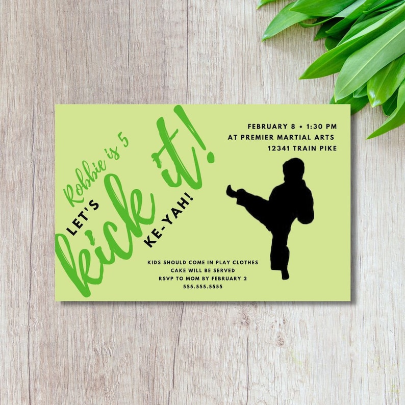 Karate Birthday Invitation: Kicking Boy Party Invite (PNG or PDF) - Etsy