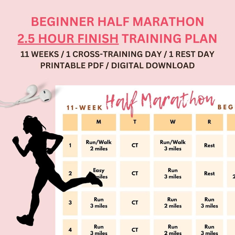Beginner Half Marathon Training Plan: 11-week Schedule (printable PDF ...