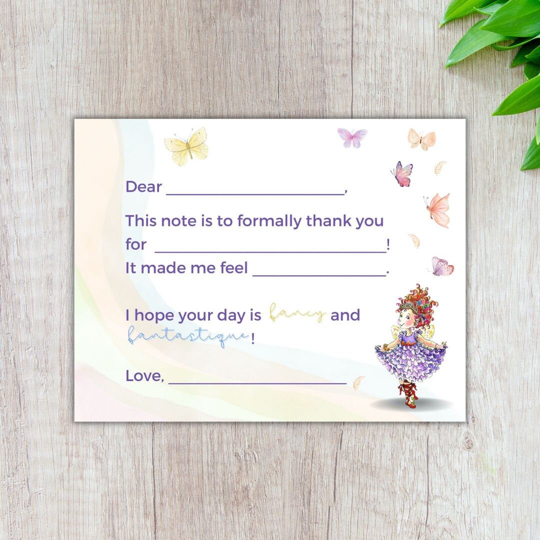 Fancy Nancy Thank You Note Card: Fill-in-the-blank (digital Download ...