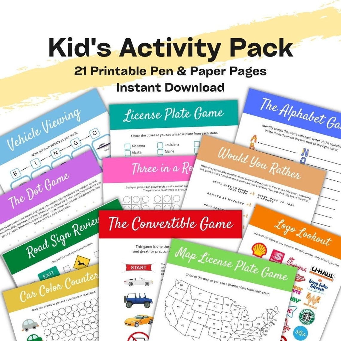 Kids Road Trip Games Printable, Holiday Travel Car Games, Travel ...