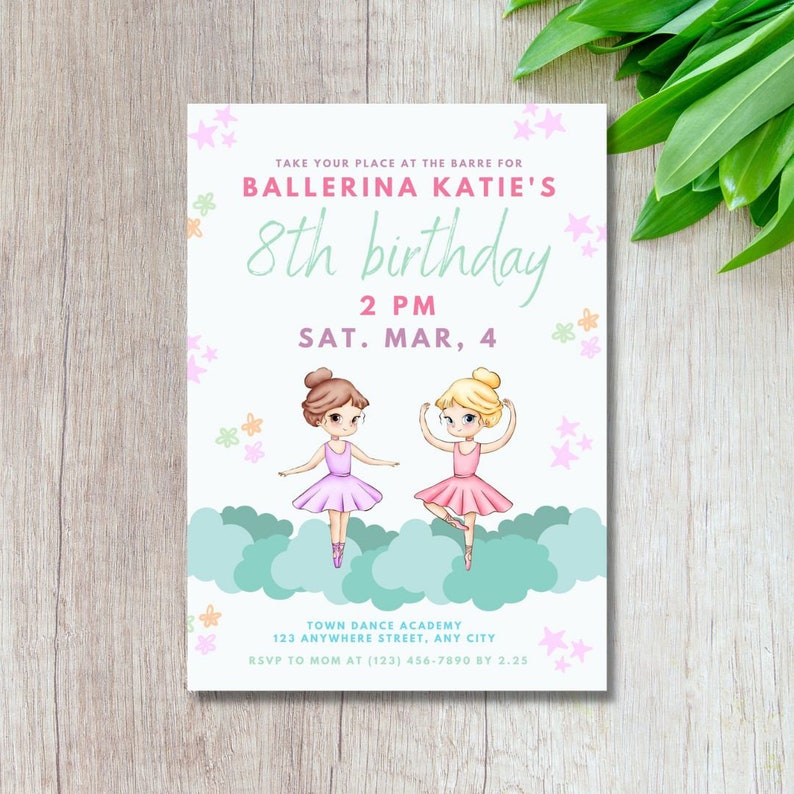 Ballet Invitation Ballerina Party Invite Dancer Invitation - Etsy