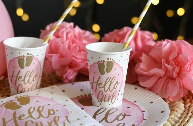 Babyparty Babyshower Decoration Tableware Set It's a Girl Rosa for 10 ...