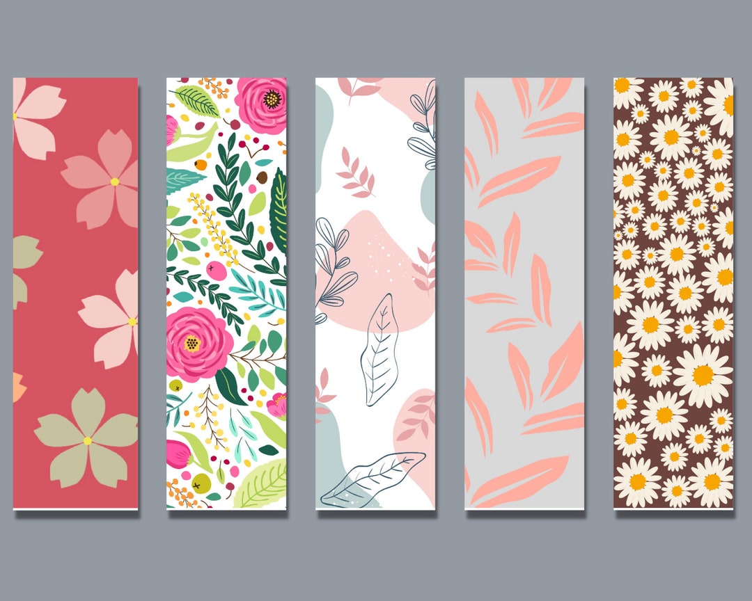 Printable Bookmark, Digital Product, Set of Five, Digital Bookmark ...