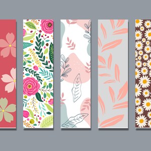 Printable Bookmark, Digital Product, Set of Five, Digital Bookmark ...