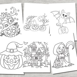 Printable Halloween Coloring Pages, Halloween Coloring Sheets, Instant ...