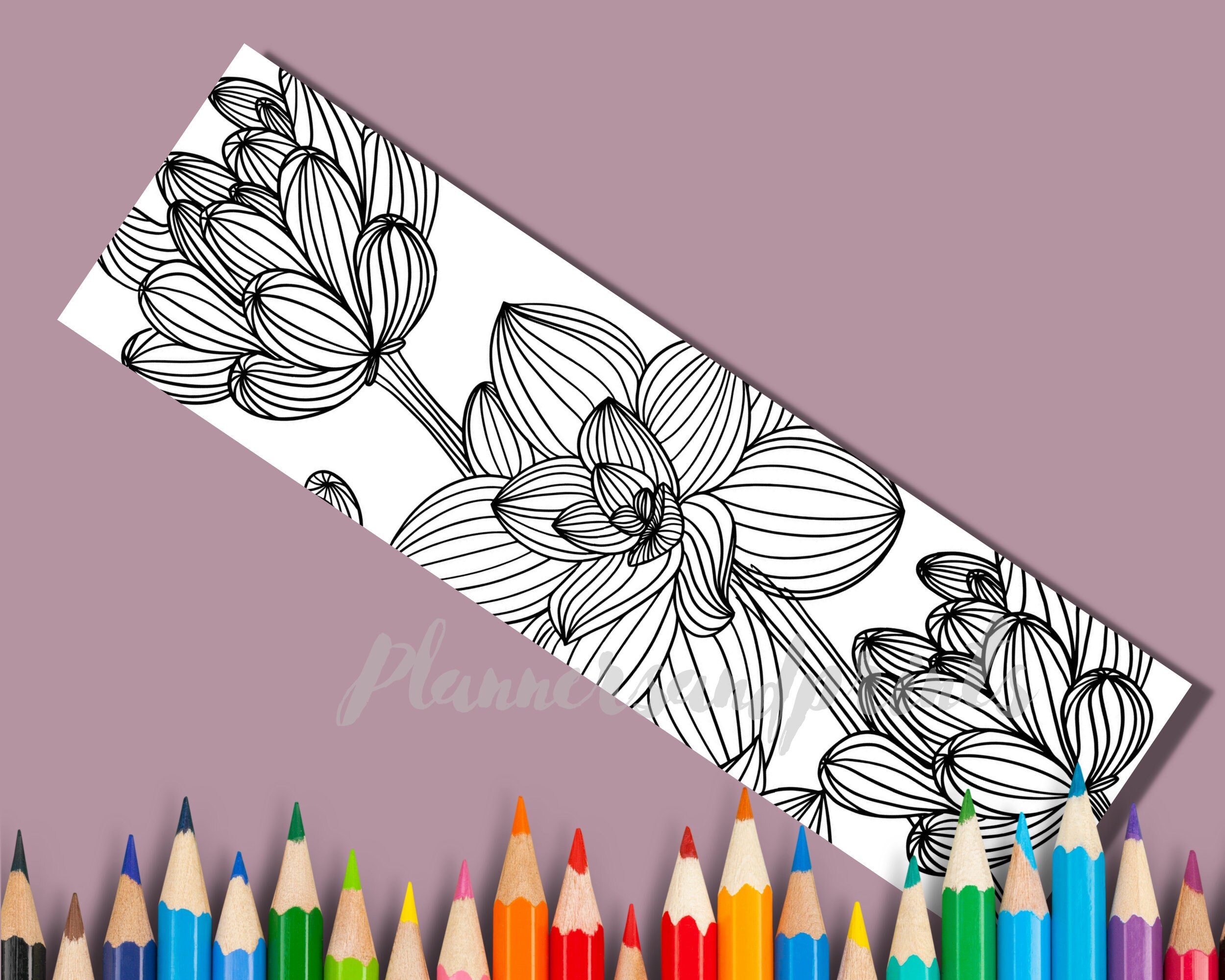 Floral Coloring Bookmarks: Printable Booklover Gift (PDF Download) - Etsy