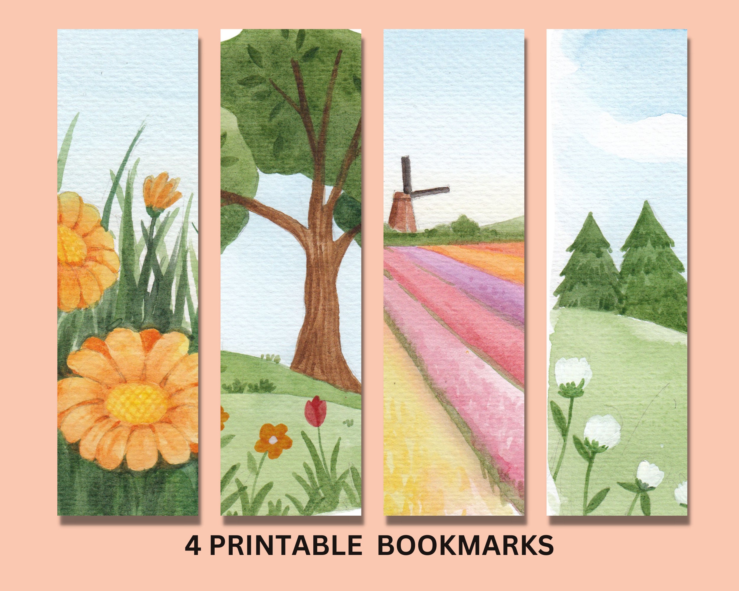 Printable Bookmark Nature Bookmark Book Art Print Bookish - Etsy