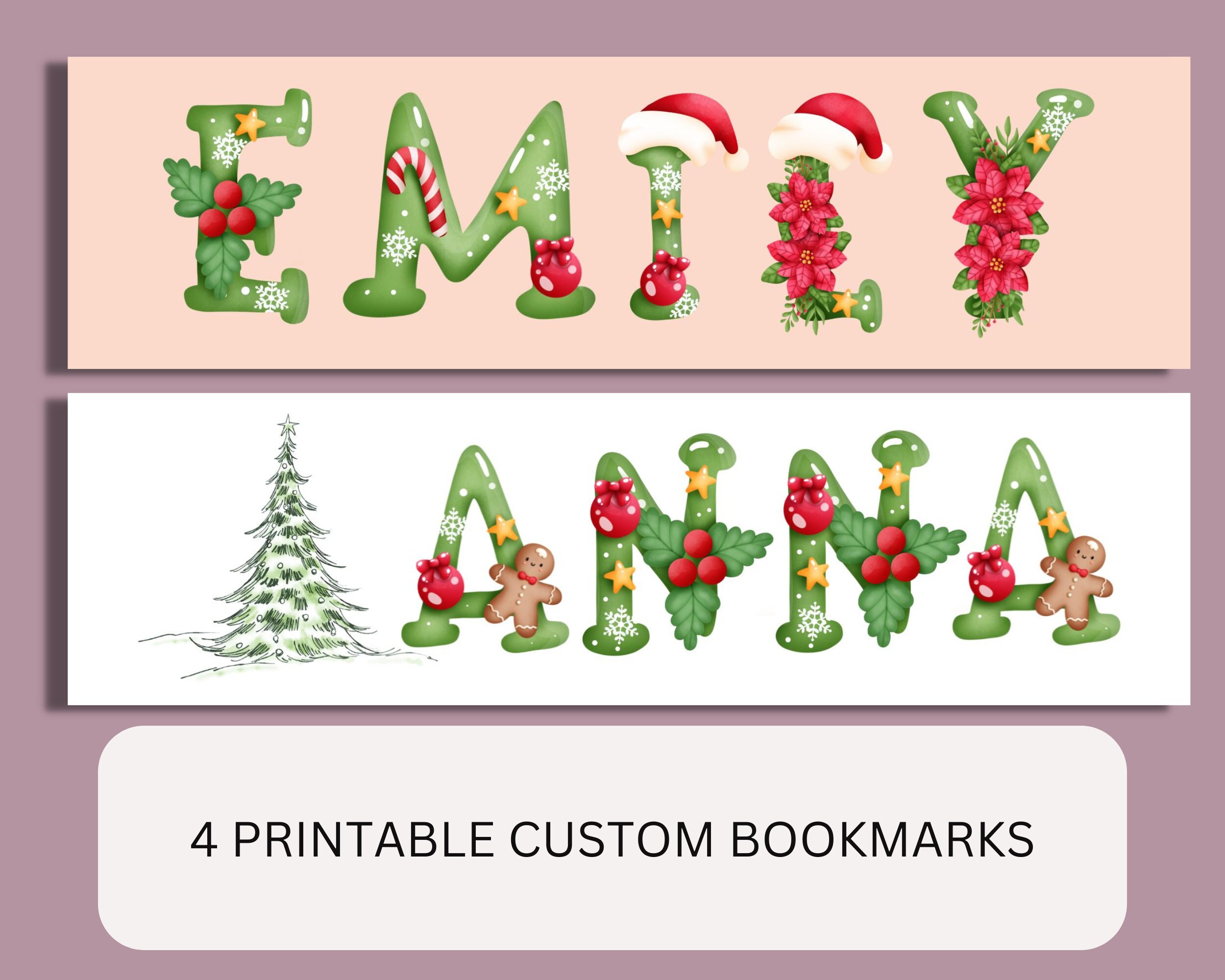 Printable Custom Bookmarks, Christmas Bookmarks, Bookmark for Kids ...