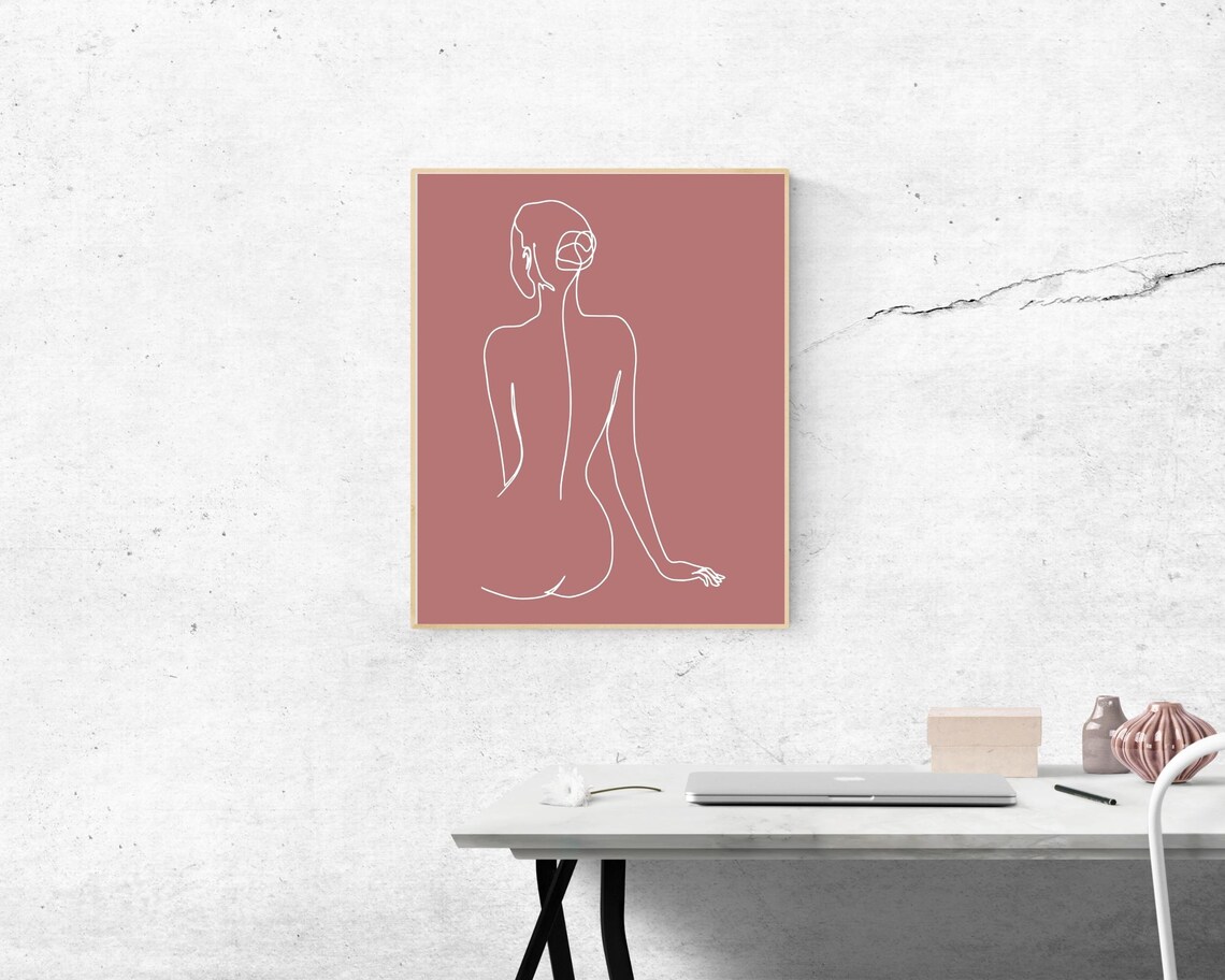 Woman Laying Down Art Minimalist Naked Woman Printable Wall - Etsy