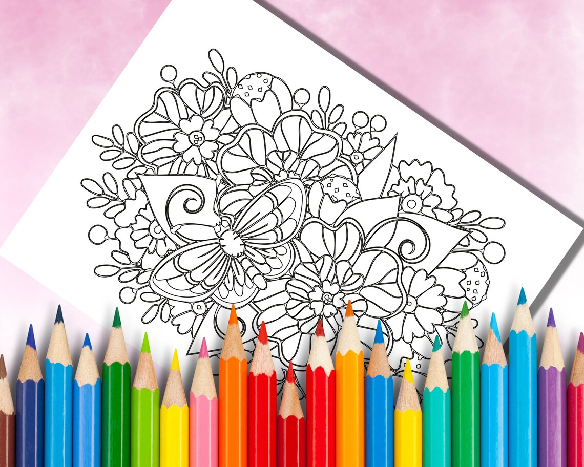 Giant Coloring Poster, Floral Coloring Poster, Adult Coloring Page ...