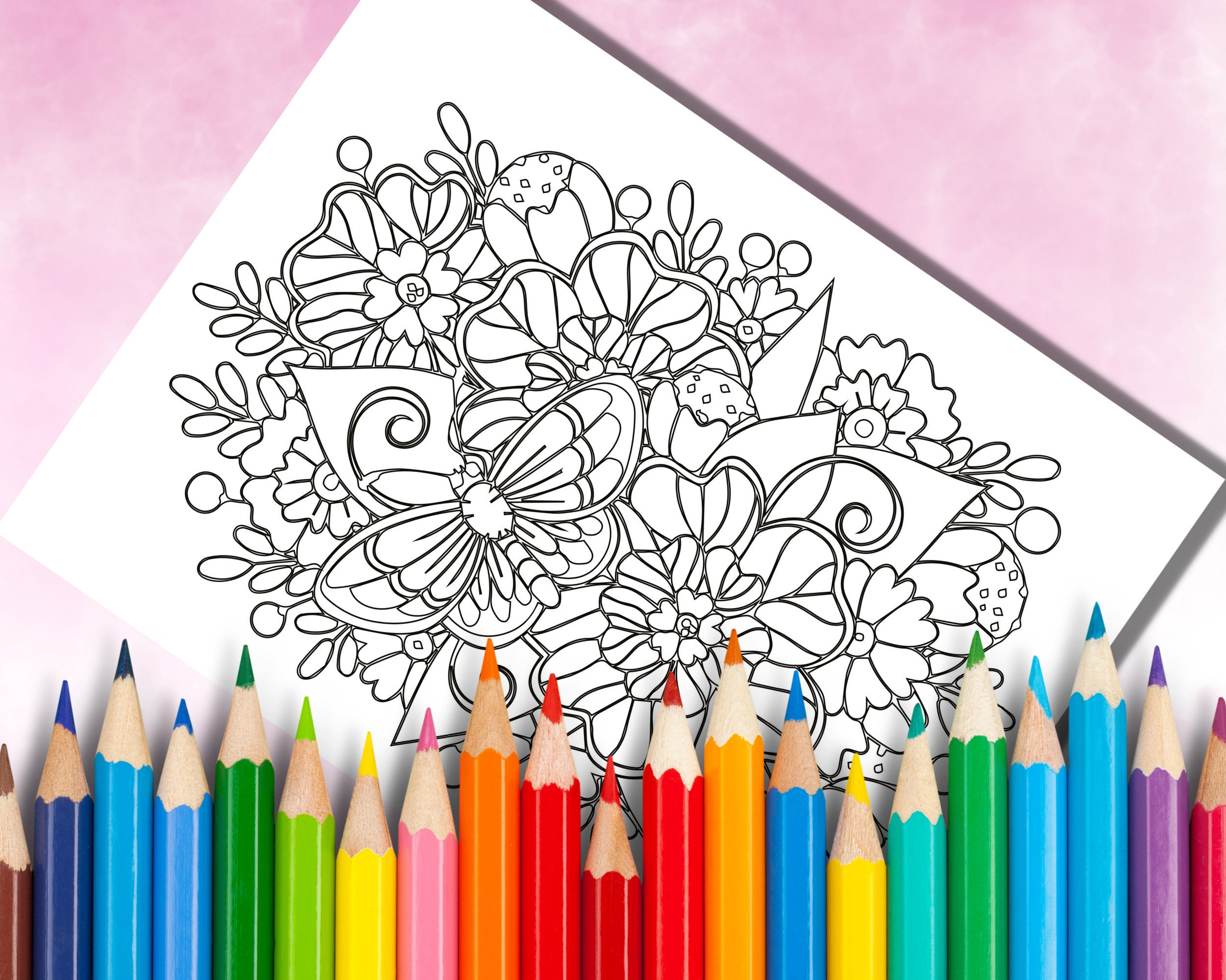 Giant Coloring Poster, Floral Coloring Poster, Adult Coloring Page ...