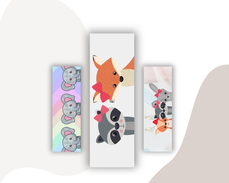 Printable Animal Bookmark Set - 4 Unique Bookmarks for Kids and Animal ...