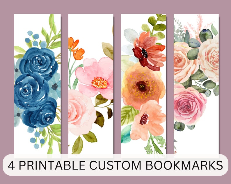 Watercolor Floral Bookmarks: Printable Book Lover Gift (PDF) - Etsy