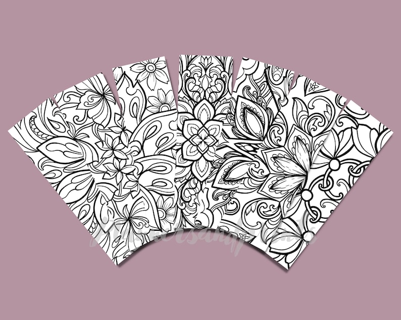 Printable Coloring Bookmarks Set of 7, Mandala Bookmarks, Coloring ...