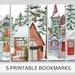 Printable Bookmark, Snow Bookmark, Christmas Bookmark, Bookmark Set of ...