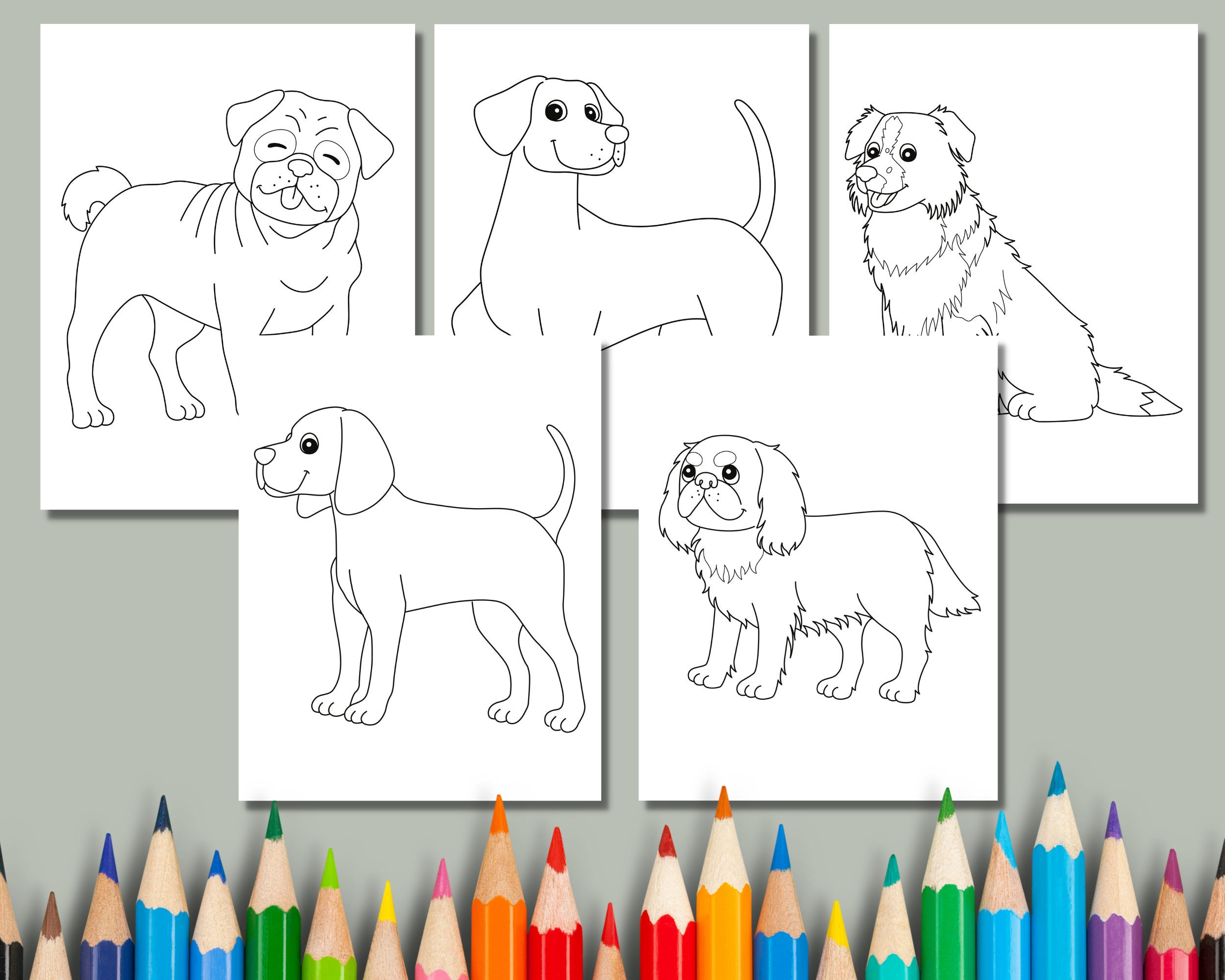 Dog Coloring Pages, Printable Coloring Pages, Dog Lover Gift, Coloring ...