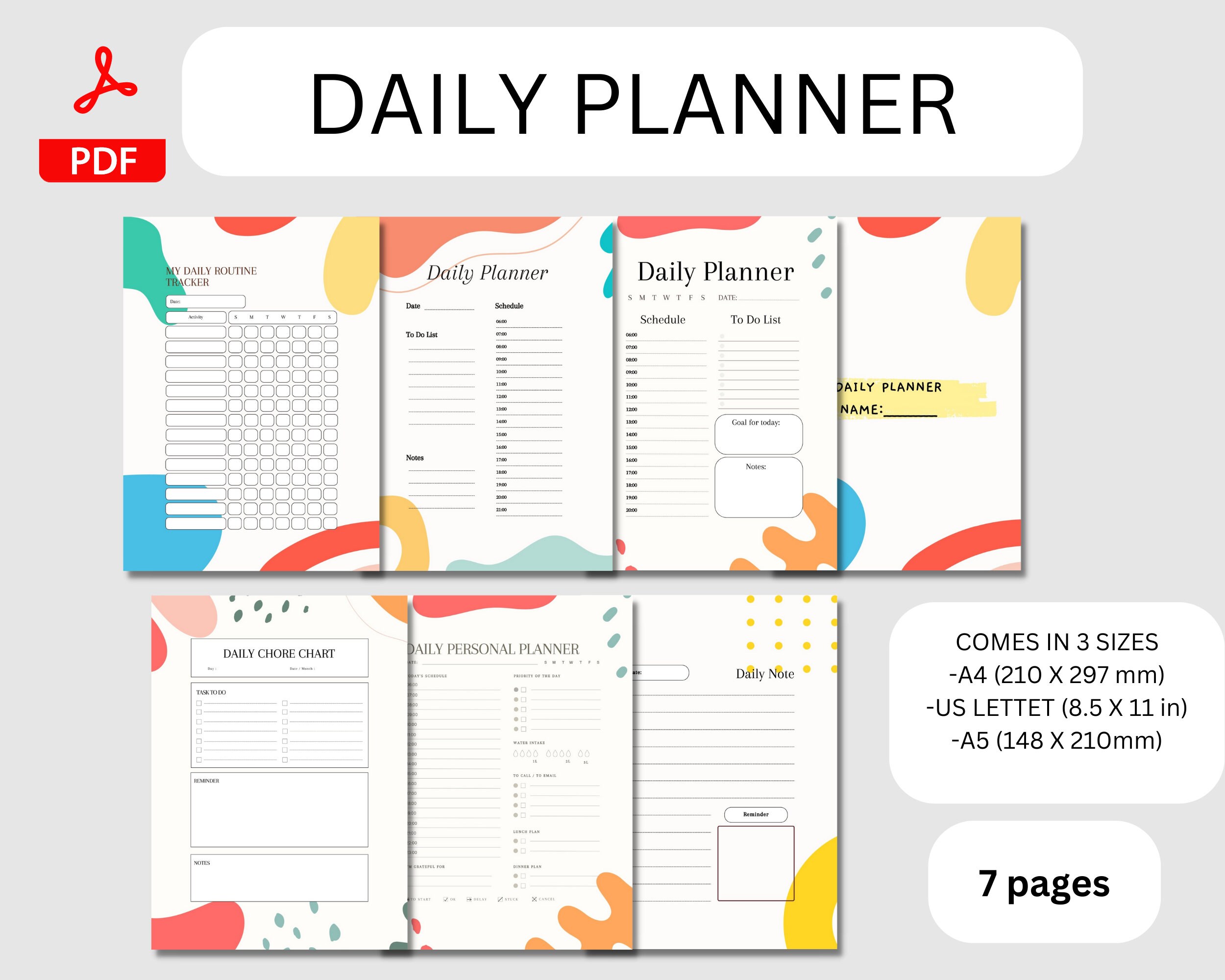 Daily Planner, Printable Daily Planner, Pdf Download, Adhd Daily ...